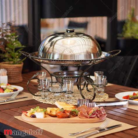 Подставка для подогрева мяса шашлыка Садж 40см с соусницами и стопками ...
