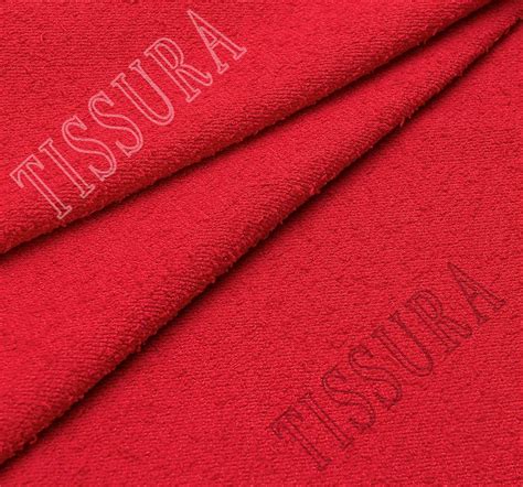 Red Cotton And Silk Boucle Fabric Fabrics From Italy By Grosber Sku