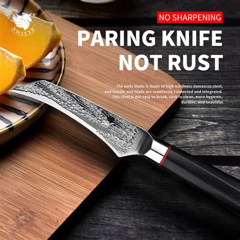 Swityf 3 5 인치 주방 과일 껍질 벗기기 나이프 73 레이어 다마스커스 강철 야채 과일 커터 빠른 샤프 Aliexpress