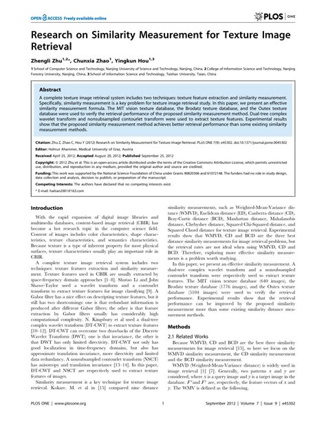 Pdf Research On Similarity Measurement For Texture Image Retrieval