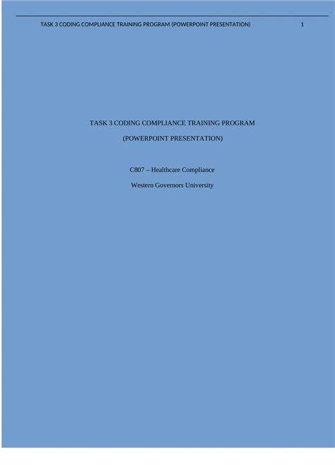 Task 3 Coding Compliance Training Program Powerpoint Presentation