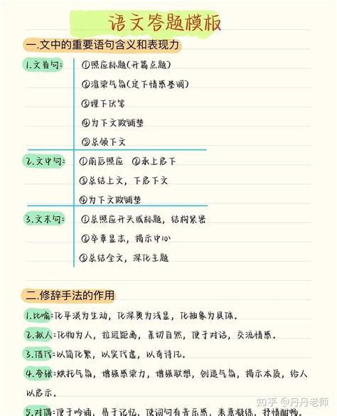 初中语文 初中语文阅读理解答题模板，替孩子转发打印！ 知乎