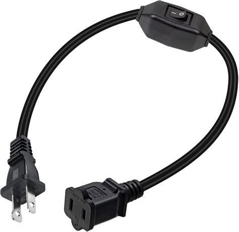 Toptekits 1ft Polarized Indoor Power Extension Cord With Onoff Switch