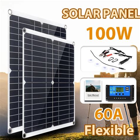 유연한 태양 전지 패널 키트 100w 컨트롤러 배터리 충전기 12v Dc 듀얼 Usb 휴대용 전원 휴대 전화 자동차 보트 야외