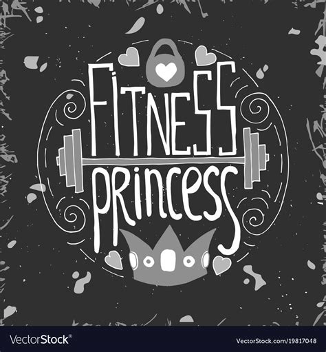 Fitness Princess Hand Drawn Circle Royalty Free Vector Image