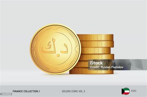 골드 동전입니다 현실적인 쿠웨이트 디나르 동전 쌓아 동전의 근처에 서 웹사이트 웹 디자인 모바일 애플 리 케이 션 인포 그래픽에