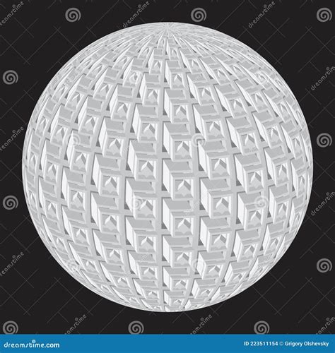 a sphere with a cubic pattern along the surface stock vector