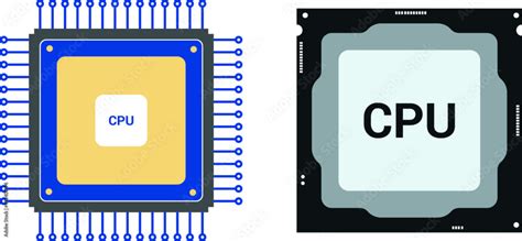 Chip Circuit Computer Cpu Microchip Processor Vector Icon Or Logo Isolated On Transparent