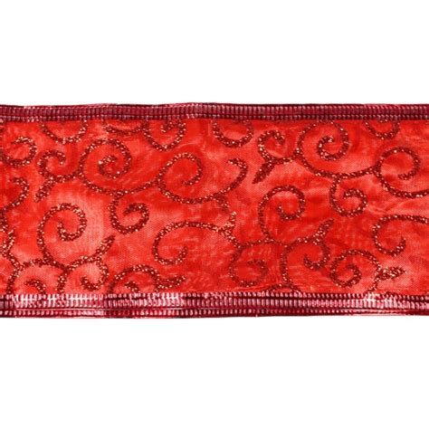 Cinta Tela Tafeta Colochos 25 X10 Yds Red Glitter Cod 300 214136 61