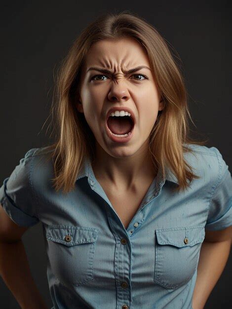 Angry Screaming Young Caucasian Lady Standing Isolated Premium Ai