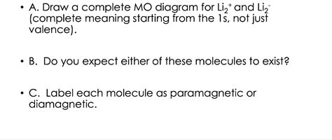 Solved Draw A Complete Mo Diagram For Li2 And Li2