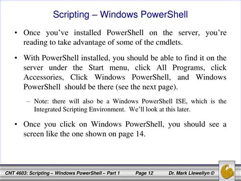 PPT CNT 4603 System Administration Spring 2012 Scripting Windows