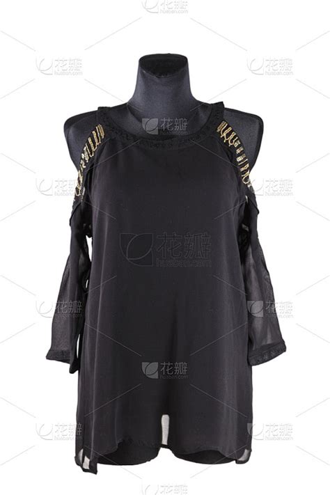 束腰外衣人造模特宽松上衣女性黑色肩刺绣背景分离纺织品正装