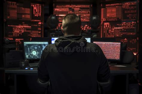 Cybersecurity Expert At Work Stock Image Image Of Dark Multiple