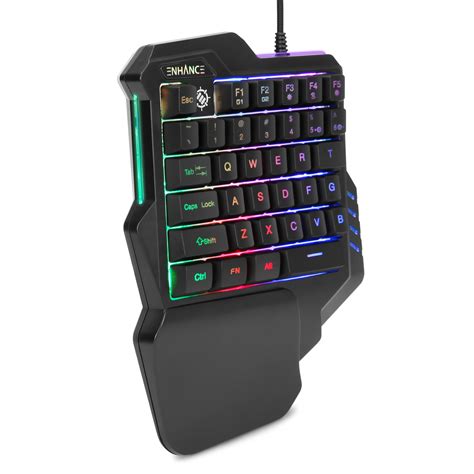 Yckzzr One Handed Gaming Keyboard Ergonomic Game Controller Rgb Led