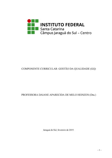 Apostila Gestão Da Qualidade Componente Curricular GestÃo Da