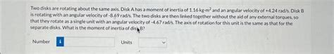Solved Two Disks Are Rotating About The Same Axis Disk A