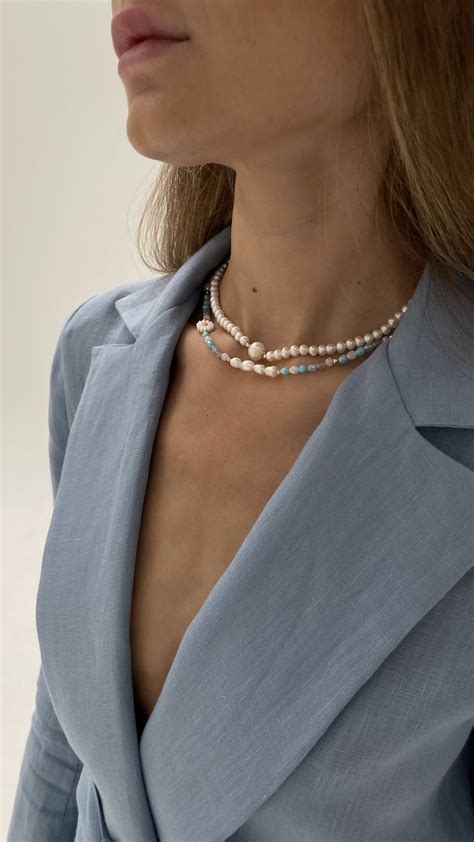 Колье из барочного жемчуга и агата Premium Quality с доставкой без предоплаты Evening