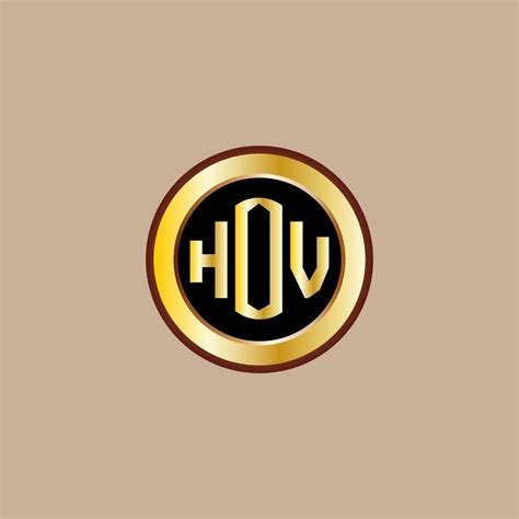 Creative HOV Letter Logo Design With Golden Circle 13528060 Vector Art