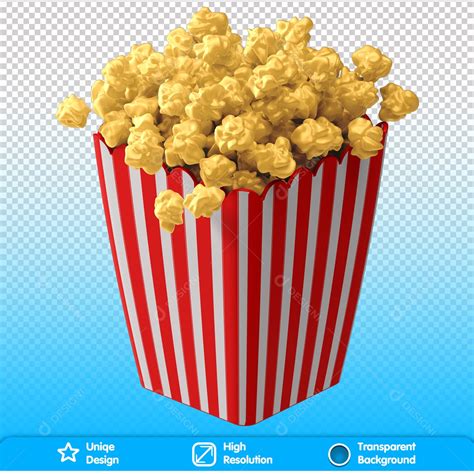 Saco De Pipoca Cinema Elemento 3D Para Composição PSD download Designi