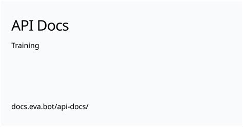 Training API Docs