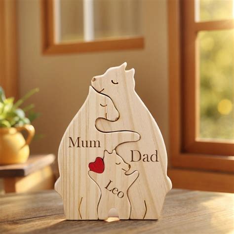 Weihnachtsgeschenke Holzbären Familienpuzzle handgefertigt Familiennamenpuzzle Familie