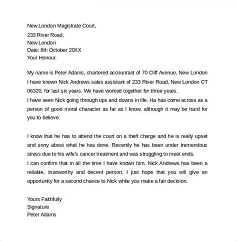 Sample Character Letter To Judge Before Sentencing Template