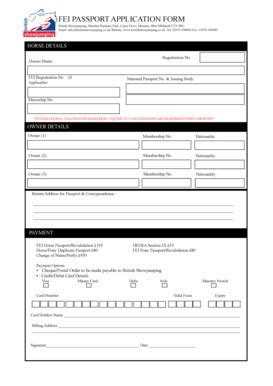Fillable Online FEI Passport Application Form Pub British Showjumping
