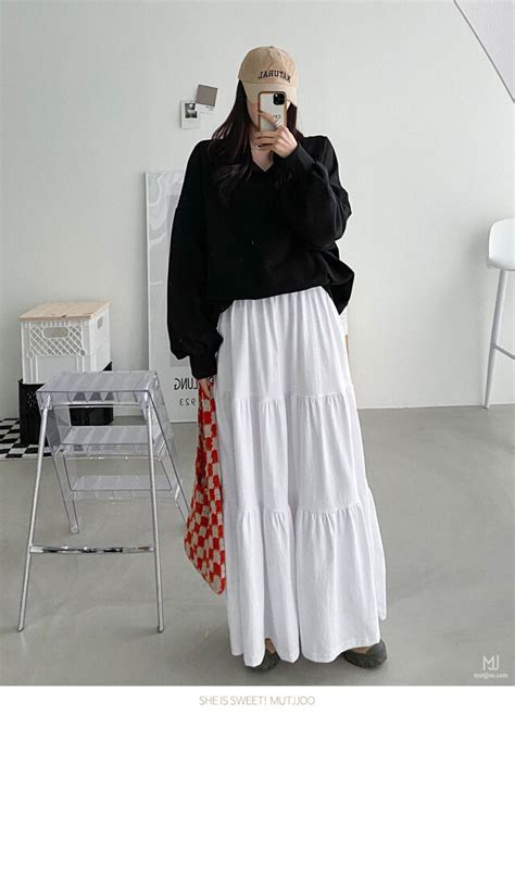 맥시 밴딩 캉캉 롱스커트