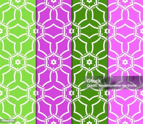 4 벡터 원활한 Patern 밝은 기하학적 배경 Inmodern 스타일의 집합입니다 인사말 카드 초대장 커버 책 직물 스크랩북