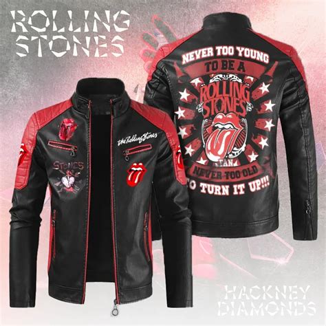 The Rolling Stones Premium Leather Bomber Idf858010 Idea Fanatic