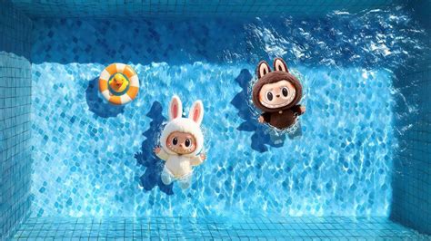 两个拉布布 Labubu泳池 4k电脑壁纸 3840x2160 壁纸爱好者