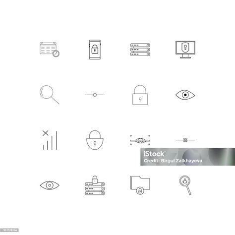 인터넷 보안 간단한 선형 아이콘 설정합니다 개요 벡터 아이콘 0명에 대한 스톡 벡터 아트 및 기타 이미지 0명 디자인 망막 스캔 생체 인식 Istock