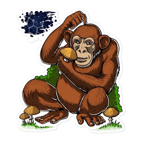 Stoned Ape Theory Psychedelic Mushrooms Trippy Sticker Psychonautica