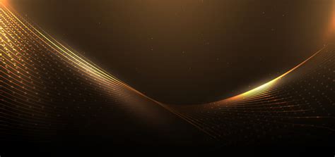 Abstract Luxury Curve Golden Lines Lighting Effect And Dust Particles