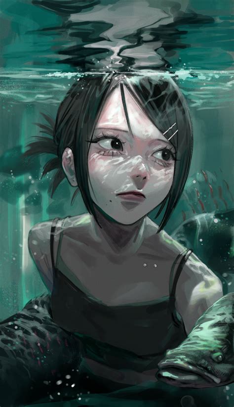 Safebooru 1girl Absurdres Air Bubble Black Eyes Black Hair Bubble