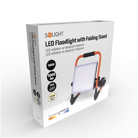 SOLIGHT WM 100W FEQ LED reflektor se sklopným stojanem 100W 9000lm