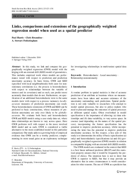Pdf Links Comparisons And Extensions Of The Geographically Weighted