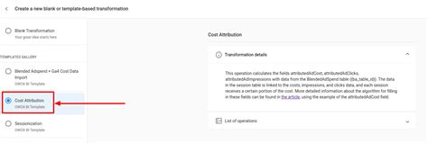 How To Create Transformation From A Costs Attribution Template Owox Help Center