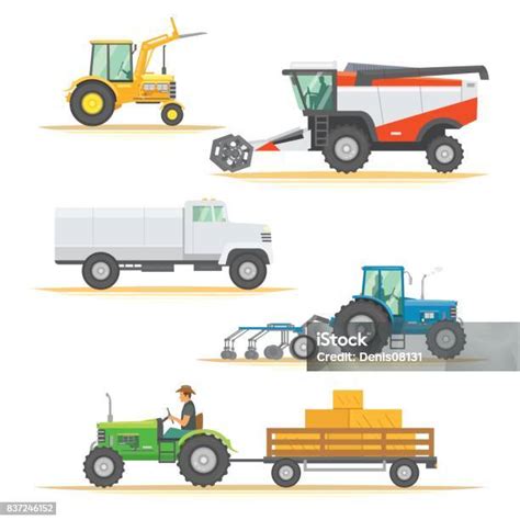농장 기계를 설정 합니다 농업 산업 장비 차량 및 농기계 트랙터 수확기를 결합 합니다 트랙터에 대한 스톡 벡터 아트 및 기타 이미지 트랙터 가을 계절 Istock