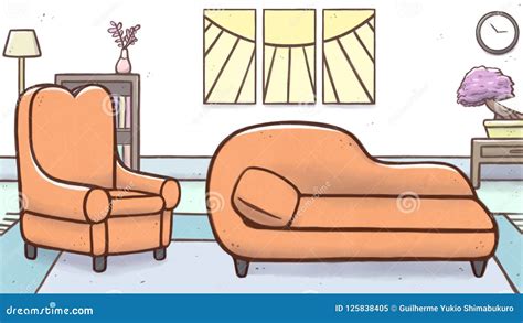Psychologist Therapy Room With Armchair And Couch â€“ Cartoon Stock
