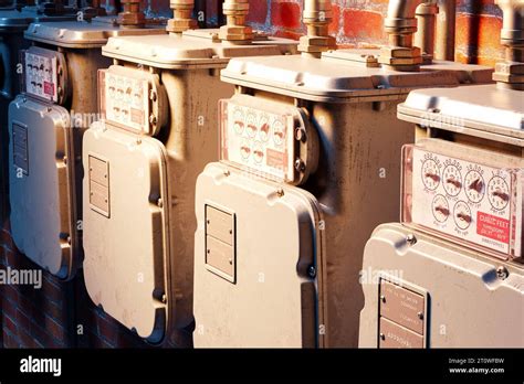 Infinite Gas Meters On A Brick Wall Showing The Continuous Flow Of Gas