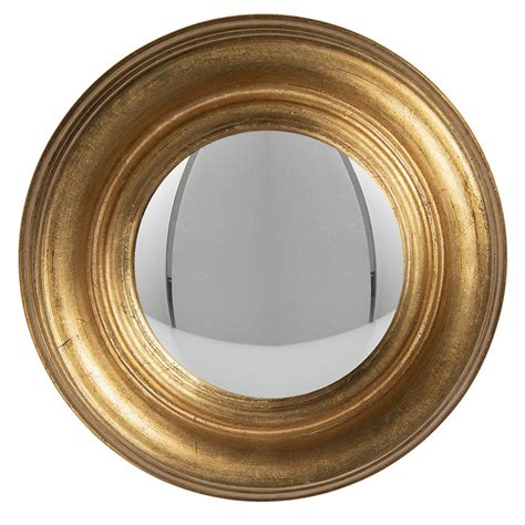 Clayre Eef Spiegel Ø 24 cm Goudkleurig Hout Rond Bolle Spiegel kopen