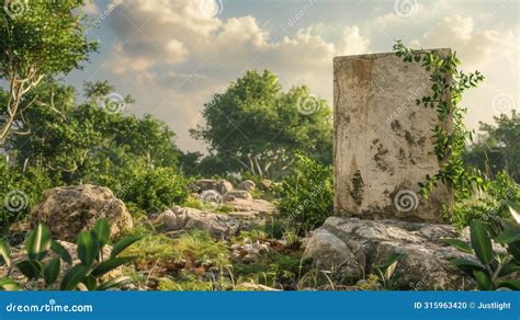 Blank Mockup Of A Historical Marker Commemorating The First Documented