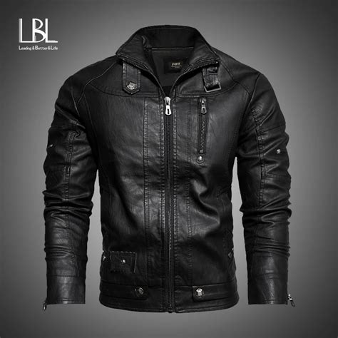 Chaqueta de piel sintética con cremallera para hombre abrigo grueso de