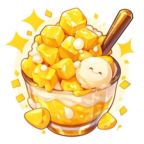 Premium Vector Silky Mango Lassi Dessert Cartoon Drawing