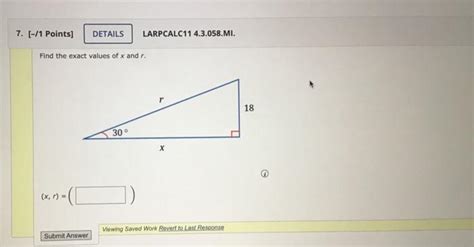 Solved Find The Exact Values Of X And R Chegg