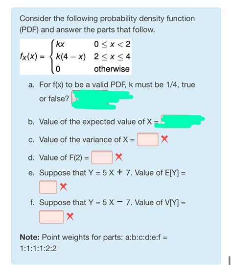 Solved Consider The Following Probability Density Function Chegg