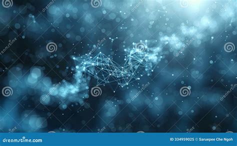 digits abstract background with connected lines and dots wave flow