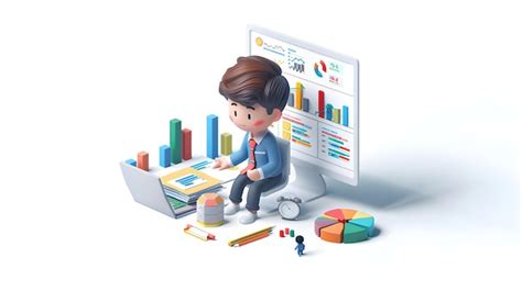 Premium Photo 3d Cartoon Chibi Financial Analyst Optimizing Business